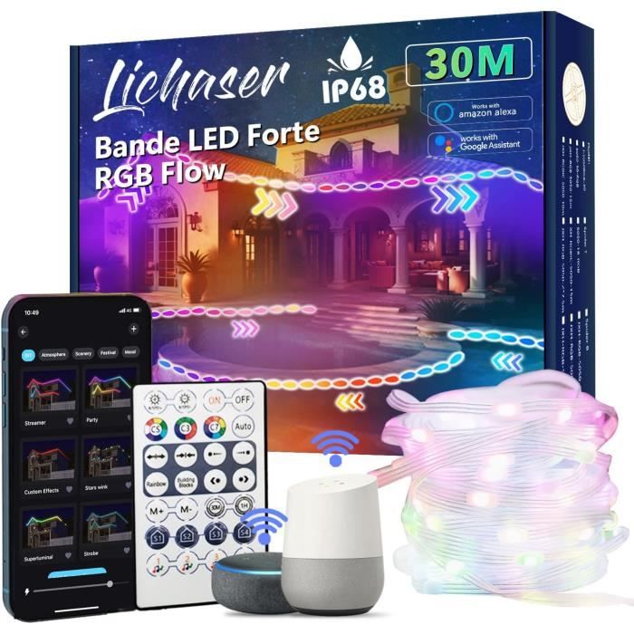 Continu 30M Rgb+Ic Solide Ruban Led Exterieur Etanche, Segmentée, Ip68 Rgb Flow Lumiere Led ...