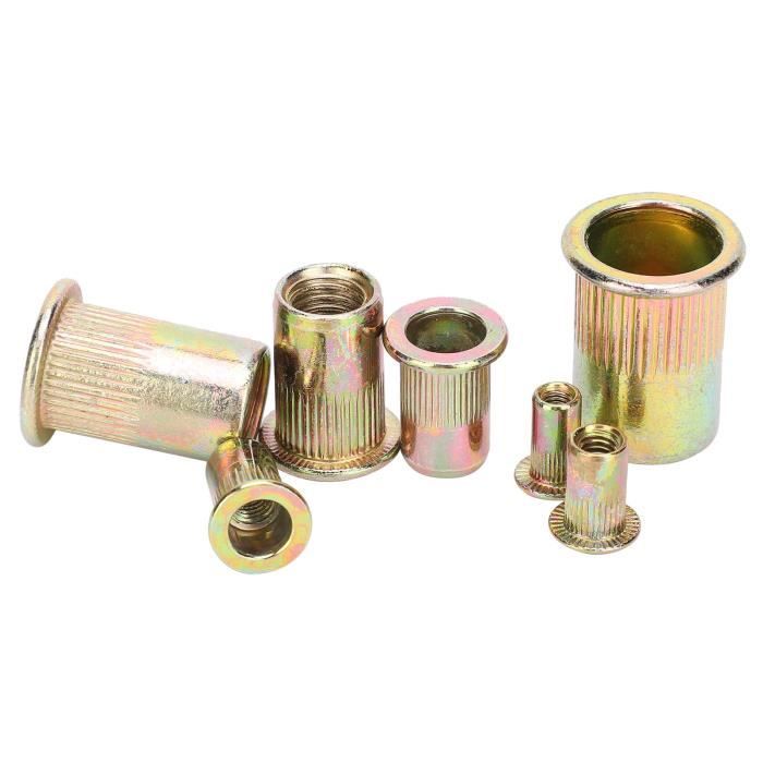 Crou À Rivets En Zinc Plaqué Couleur Crou À Rivet En Acier, Kit D'Écrou En Zinc, 128 Pièces ...