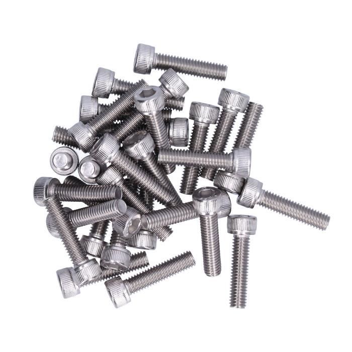 EJ.life boulons DIN 912 30 pièces boulons à vis M6 304 en acier inoxydable A2-70 ensemble de ...