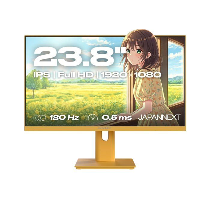 Ecran PC Gamer - JAPANNEXT - 23.8" - IPS - Full HD (1920x1080) - 120Hz - 0.5ms - Jaune Pastel ...