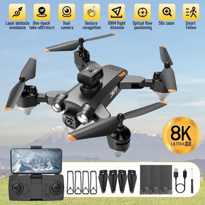Drone pliable avec caméra 8K HD FPV Vidéo en direct,Contrôle gestuel ...