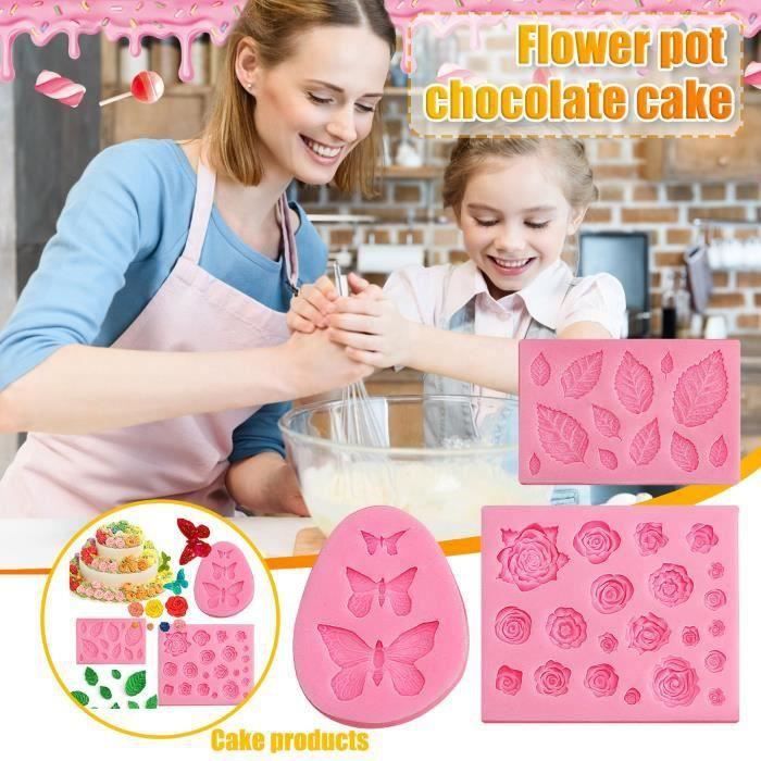 Perfect-3D Feuille Rose Fleur Papillon Moule Gâteau Chocolat Rose Fleur ...