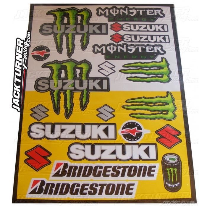 Planche stickers MONSTER ENERGY SUZUKI Motocross quadcross - Cdiscount Auto