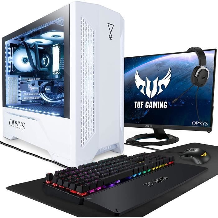 OPSYS Gallantis-X1 Blanc PC Gamer avec Écran Pack (AMD Ryzen 5 5600X, Geforce RTX 3070, 500Go ...