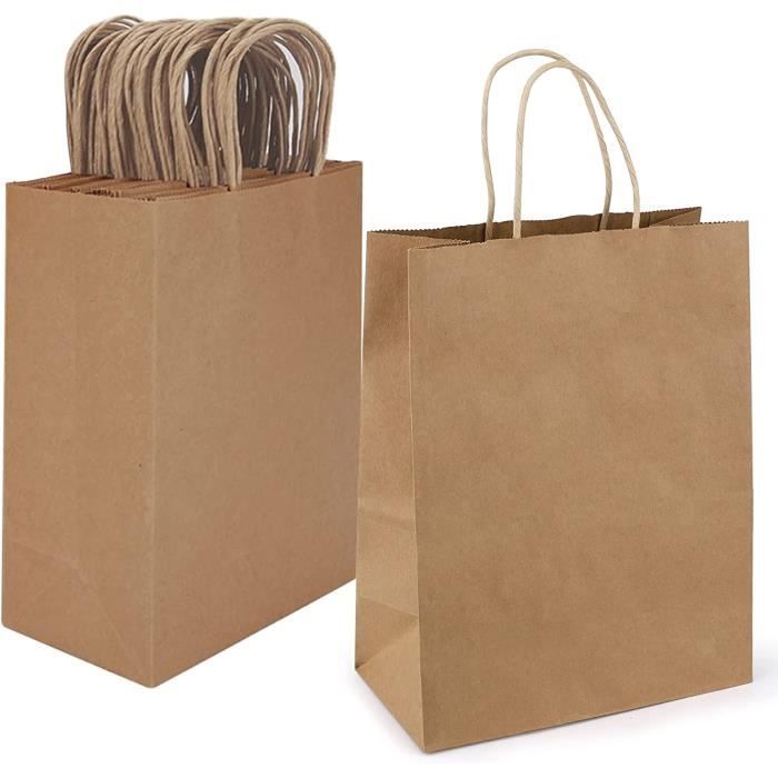 50 Pièces Sac Kraft Sachet Kraft 21 x 11 x 27 cm Sac Papier Kraft Sac ...