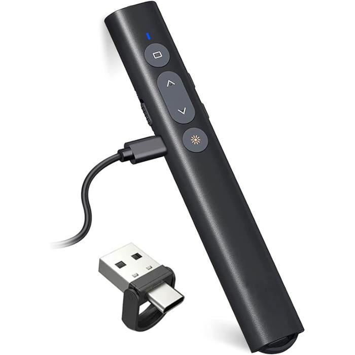 USB-Type-C 2 en 1 Telmande Powerpoint Rechargeable Pointeur ...