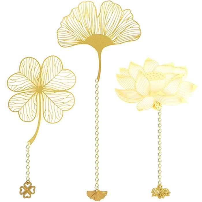 Dzmuero Marque Pages en Métal,3 Pièces Marque Page Fleur Classique 3D ...
