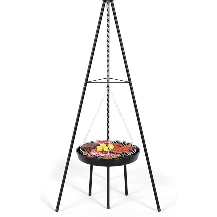 KINGARDEN Trépied de cuisson à charbon de bois avec chaîne réglable en ...