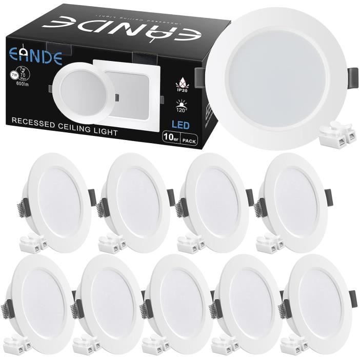 Lot De 10 Spots Led Encastrables Extra Plat 7W Ø118Mm Blanc Neutre 4000K Spot Encastré 220V ...