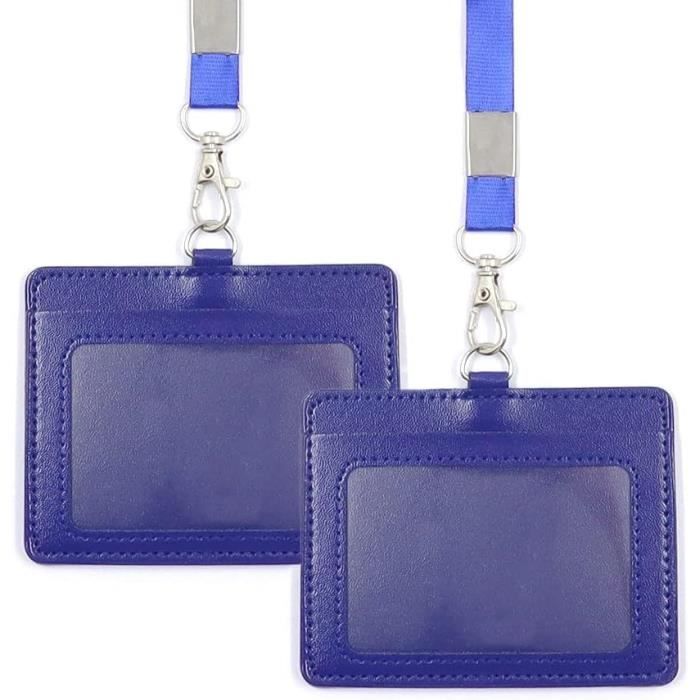 2 Porte-Badge Double Face En Cuir Synthétique De 10,4 X 8,4 Cm Avec ...