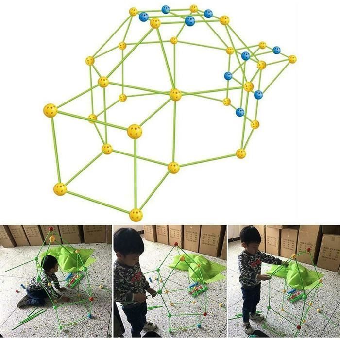 DIY Build Your Own Den Set Kits Present Kids Beaded Tent Fort Building ...