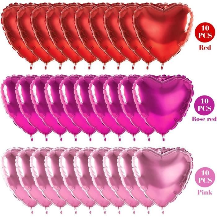 Lot De 30 Ballons En Forme De Cœur Rose Rouge Pour Accessoires De ...