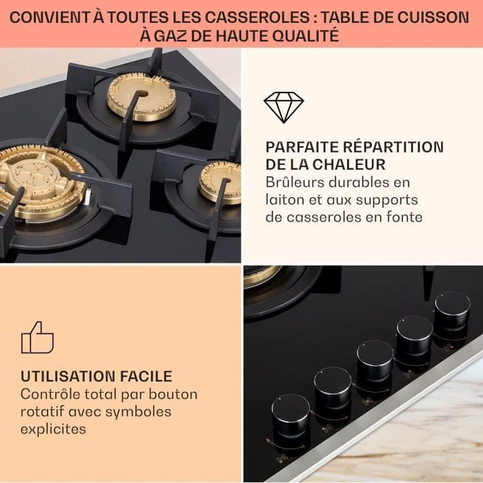 Ehskzjh Tables De Cuisson À Gaz, Plaque De Cuisson Gaz À 5 Brûleurs ...