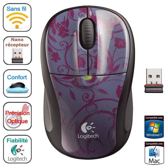 Logitech Wireless Mouse M305 Midnight Garden - Cdiscount Informatique