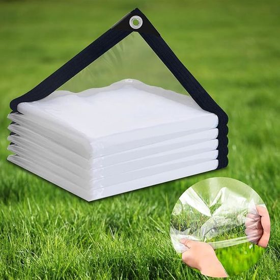 Bâche Transparente Extérieure Imperméable 1x2m, PE, 100m, Avec Oeillets ...