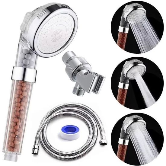Pommeau Douche Anti Calcaire Filtrant Stop Eau Douchette Haute