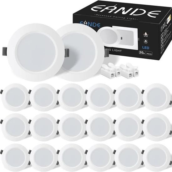 Eande Lot de 20 Spots Led Encastrable Extra Plat 6W Equivalent 70W, Spot Encastré Led Intérieur ...