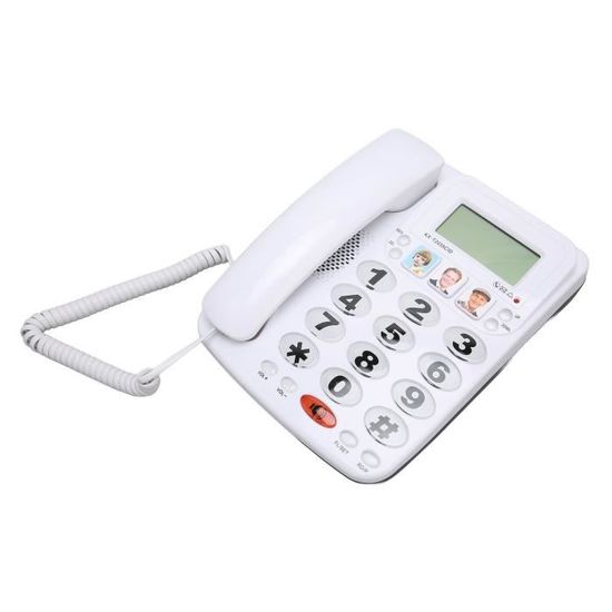 Tbest Téléphone de bureau Téléphone filaire double port son clair ...