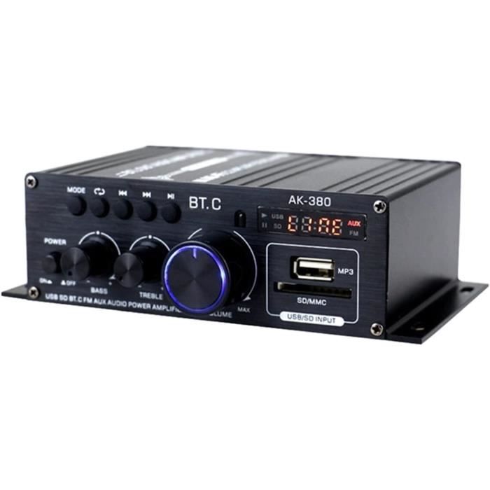 Amplificateur de Voiture 40W 2 AK380 Bluetooth 5.0 HiFi Amplificateurs de Puissance Stereo Home ...