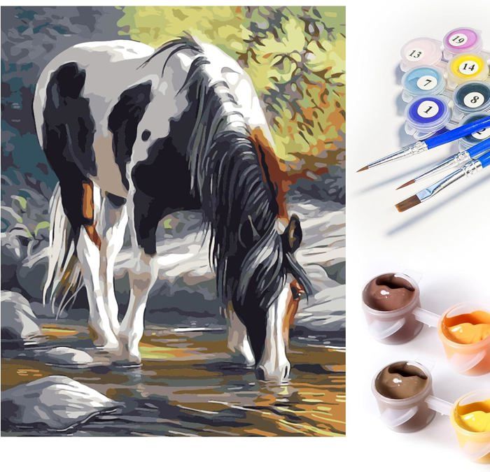 Peinture par numéros Cheval Adulte Bricolage Peinture à l'huile Peint à ...