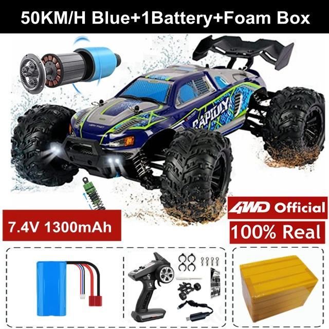50KM Bleu 1Batterie-Voiture de course tout terrain VersiRC, 4x4,KMendo, Super Brushless, Radio à ...
