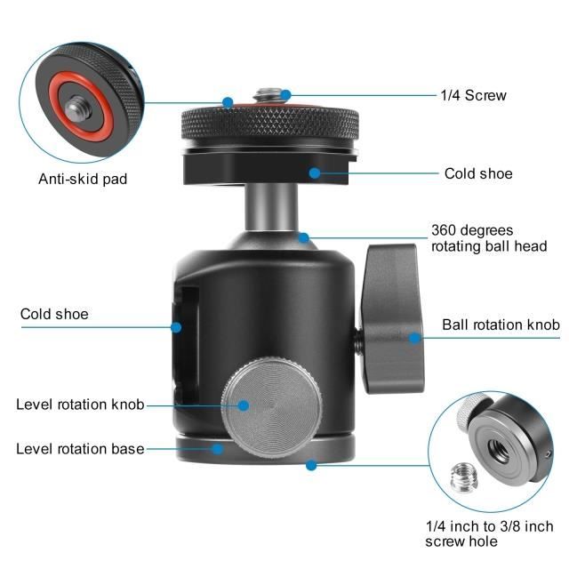 Double chaussures froides-PULUZ-Rotule pour trépied en alliage d ...
