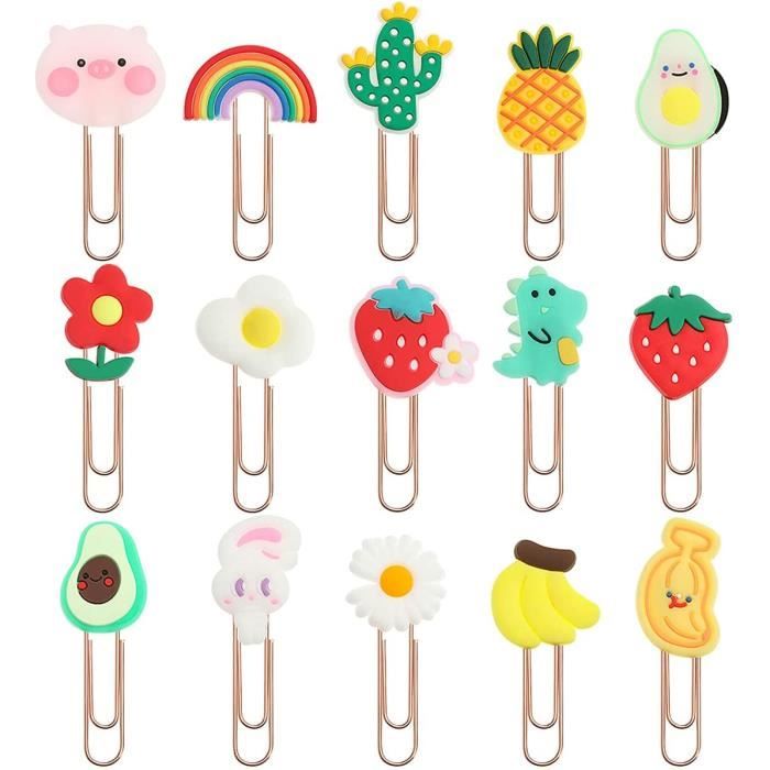 50Pcs Dessin animé signet signet clip Marques-pages métal trombone ...