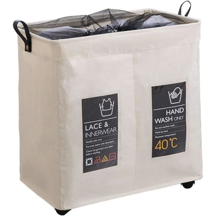 2 Compartiments Sac A Linge Pliable Sac À Linge Avec Roues Et Poignée ...