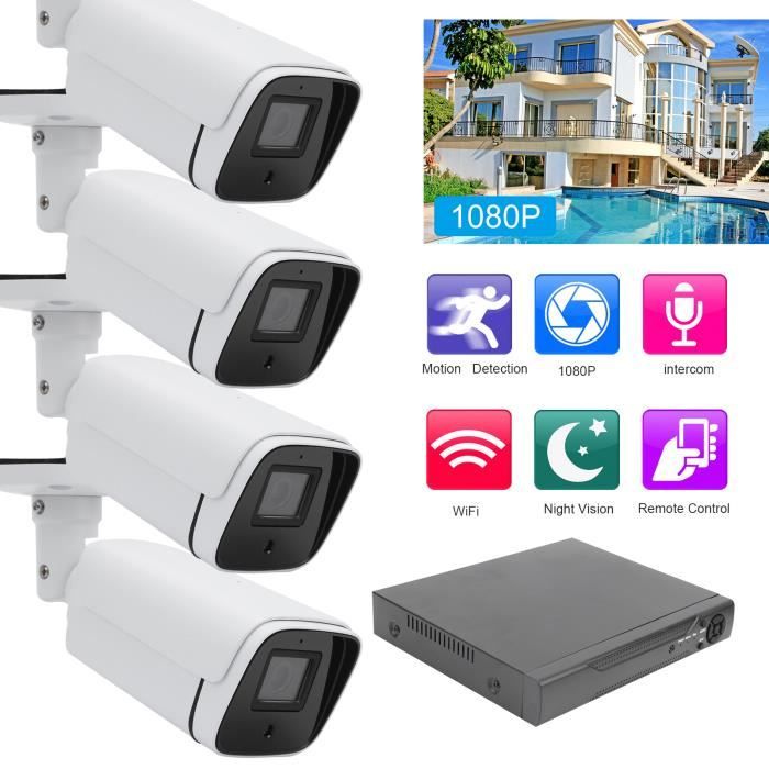 KA Caméra de surveillance 4 canaux 1080P 2MP Système POE Enregistreur ...