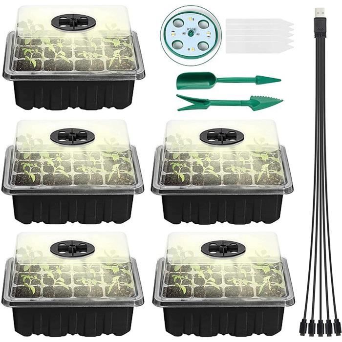 Lot de 5 plateaux de démarrage pour semis de plantes - Couvercles dôme ...