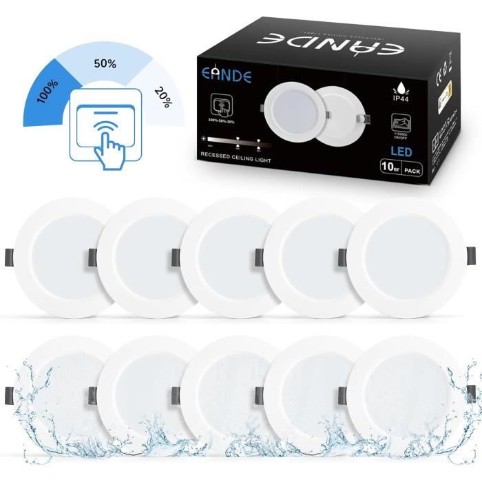 Spots Led Encastrable Dimmable Ip44, Blanc Froid 6500K,6W 600Lm Equivalent 70W, Extra Plat 26Mm ...