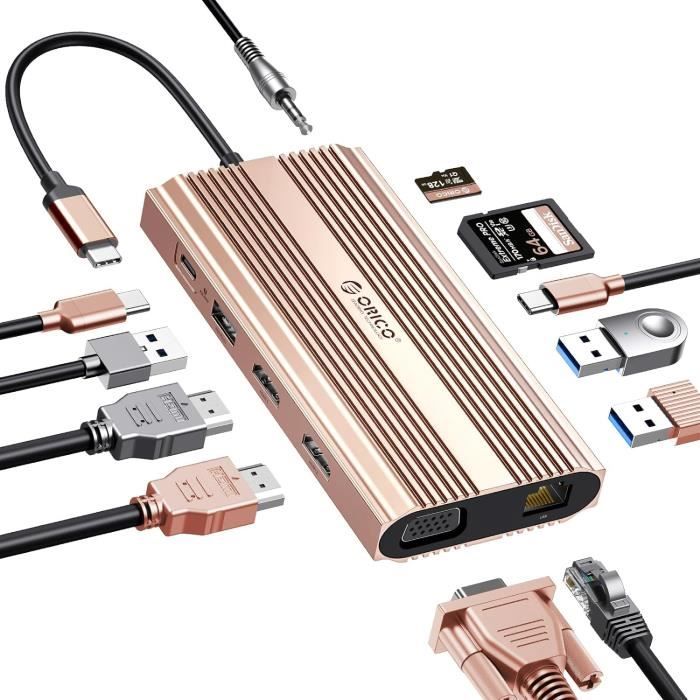 Station D'Accueil, 12 En 1 Usb 3.0 Hub, Usb C Docking Station Avec ...