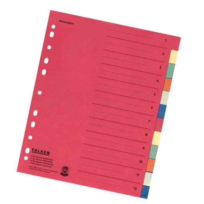 Intercalaire en carton - FALKEN - Uni - Extra large A4 - 10 pièces ...