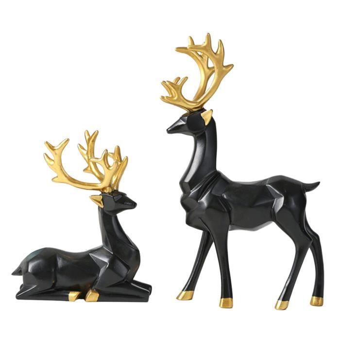 2 pièces en résine de style nordique origami elk décoration figurine ...