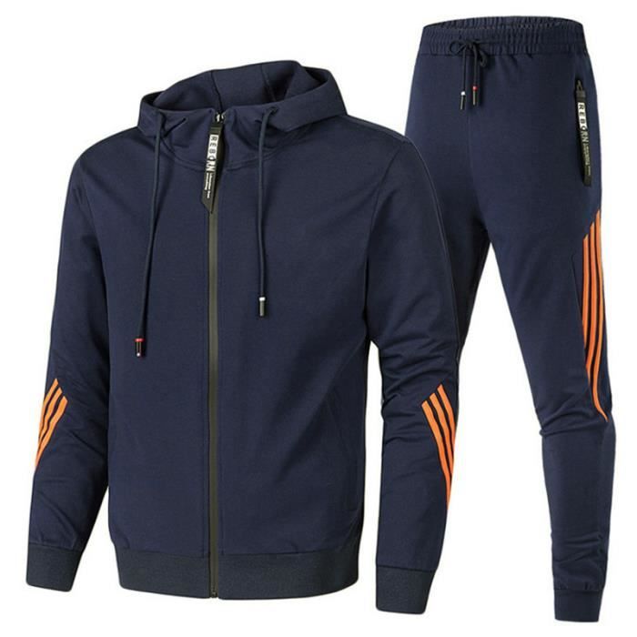 Survêtement Jogging A Capuche 2 Pièces Sport pour Homme Casual Manches ...