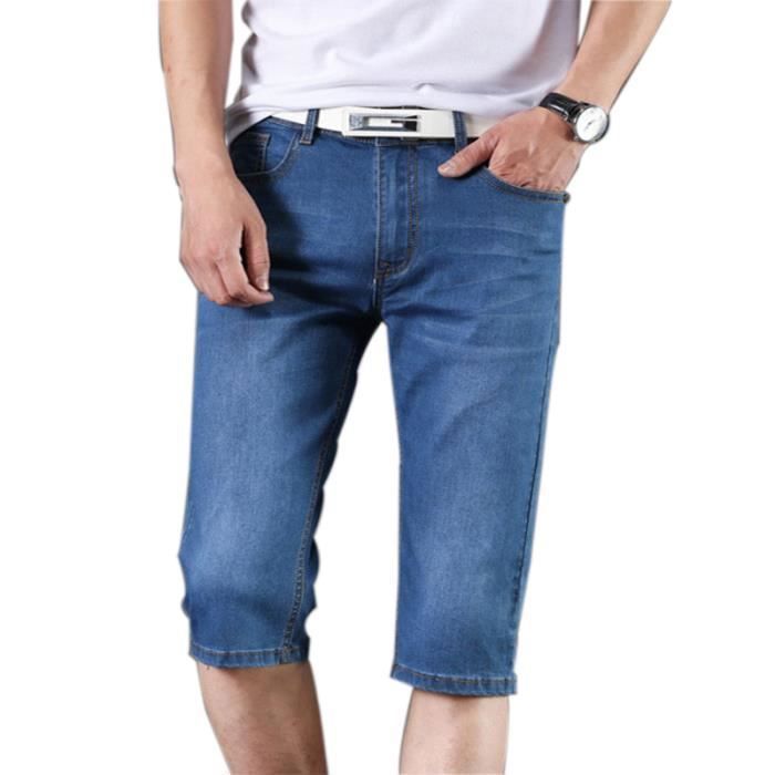 Short Homme,38-48 Confortable Short Homme Jean Extensible d'été,Short ...