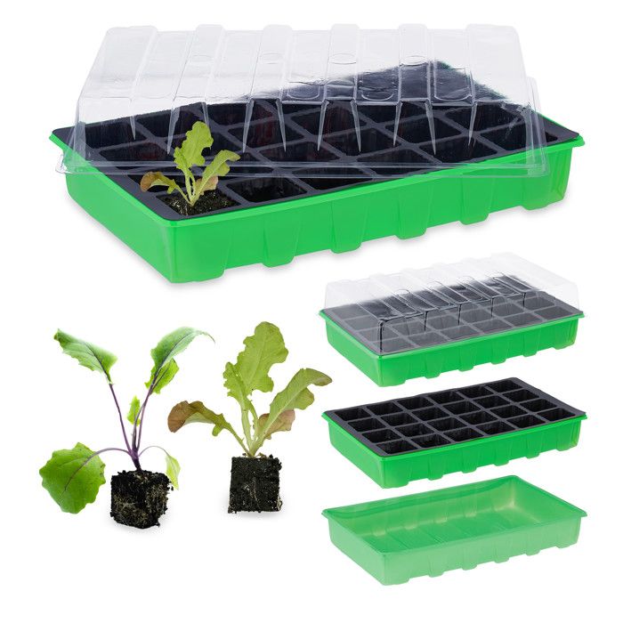 Relaxdays Bac à semis, lot 3, miniserre pour le rebord de la fenêtre ...
