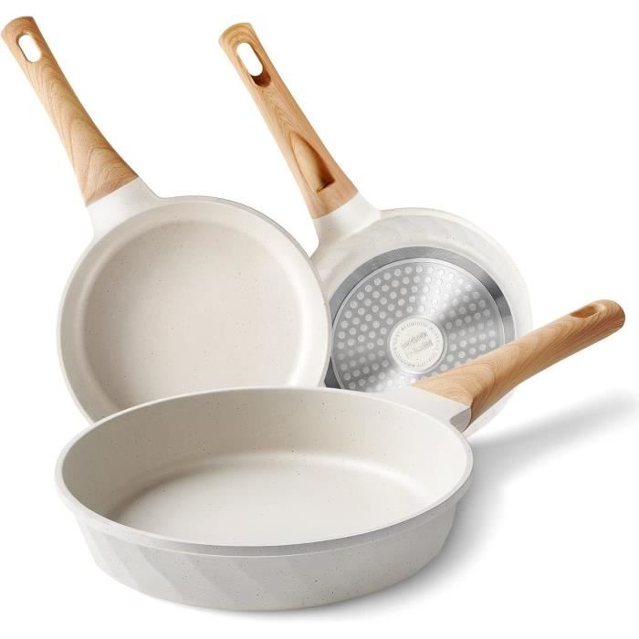 RIOVARM Antiadhésif Set de poêles à frire Induction Set de poêles avec poignée résistante à la ...