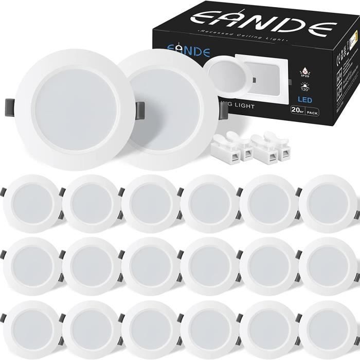 Eande Lot De 20 Spots Led Encastrable Extra Plat 6w Equivalent 70w
