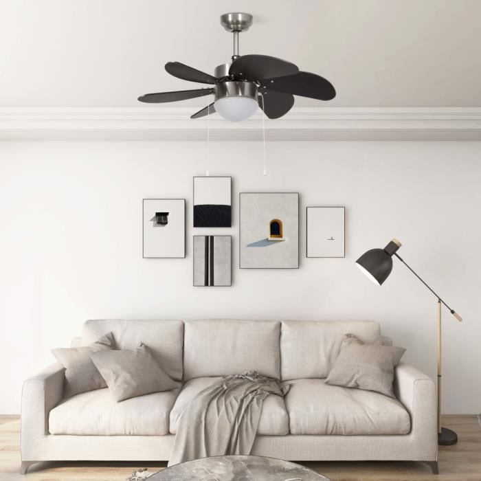 Ventilateur de plafond avec lampe 76 cm Marron foncé 51488 HB021 ...