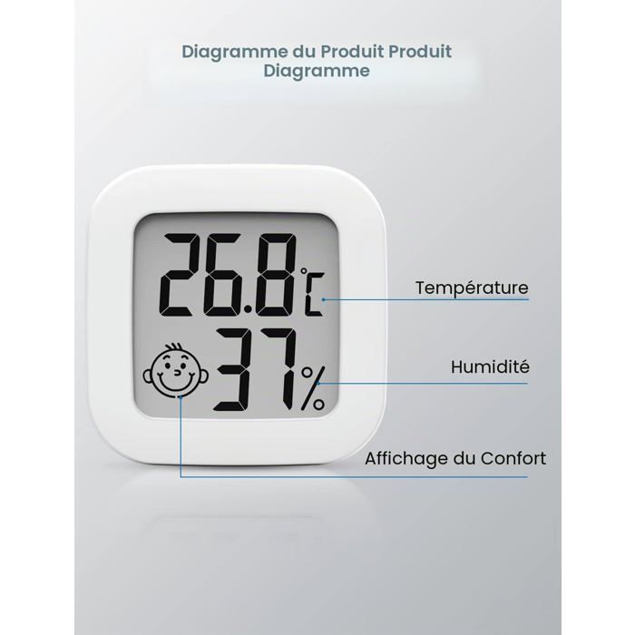 Mini Thermomètre Hygromètre Intérieur Digital à Haute Précision ...