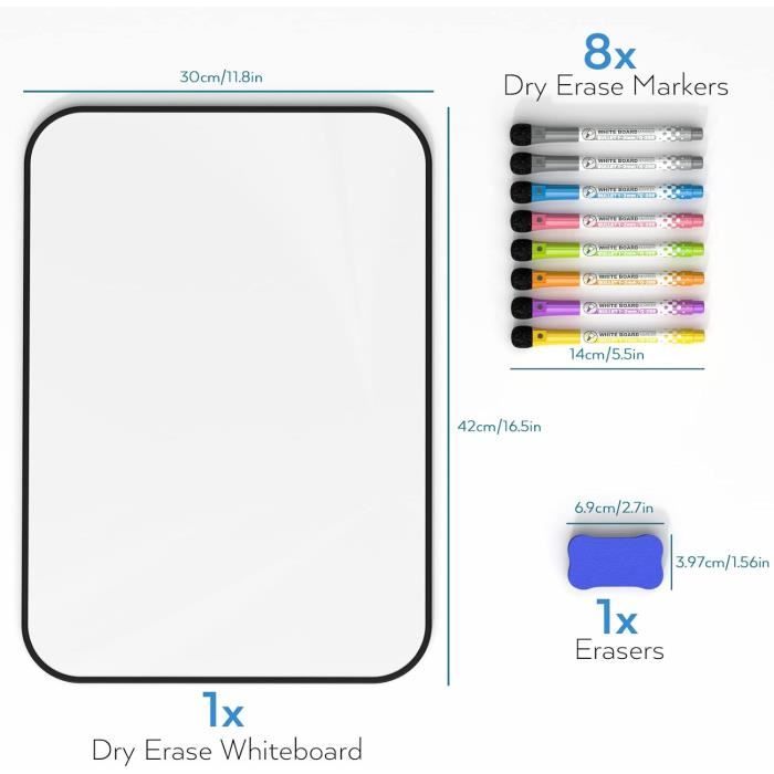 A3 Tableau Blanc Effaçable À Sec 12 X 16 Pouces, Double Face Magnétique ...