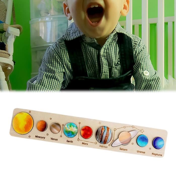 Carte Système Solaire Apprentissage Éducatif 8 Planètes Couleur du bois ...
