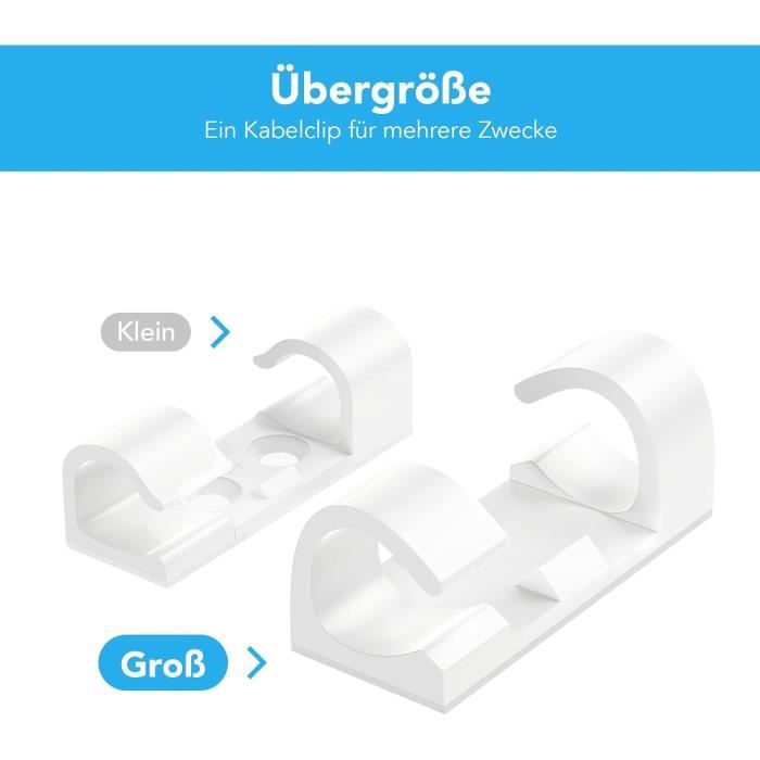 30Pcs Clips Cables Adhésifs, Clips De Fixation Ronds En Plastique ...