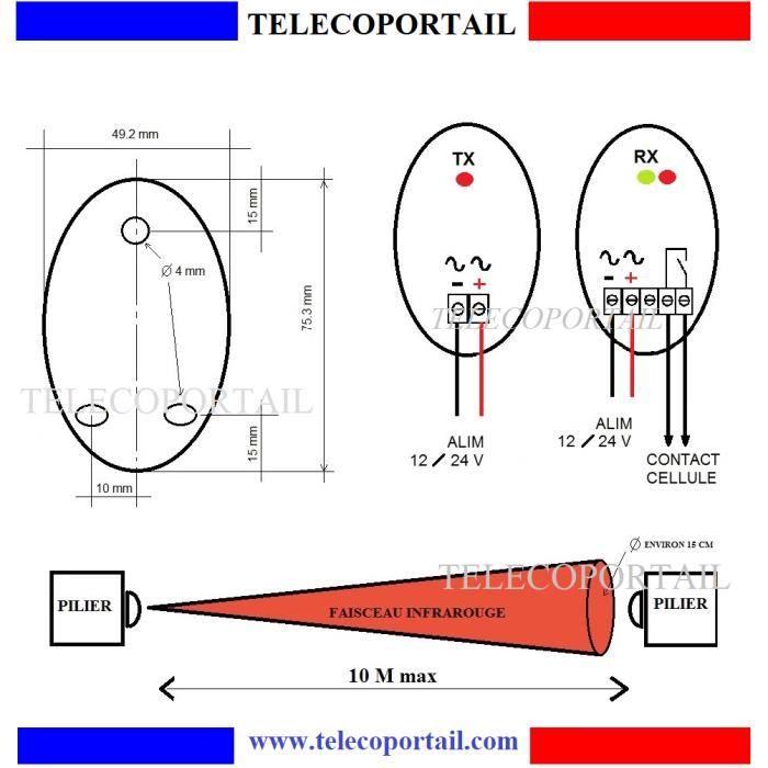 CAME DIR10 PHOTOCELLUES INFRAROUGES - CAPTEUR SECURITE JEU DE PHOTOCELLULE COMPATIBLE COMPATIBLE ...