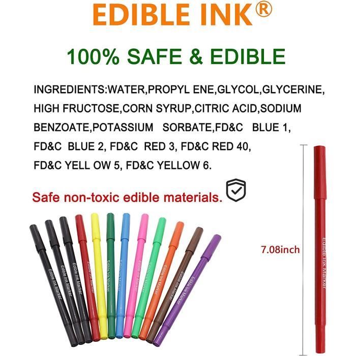12 PCS Stylo à Colorier, Peut être Utilisé Sur Les Aliments, Marqueur ...