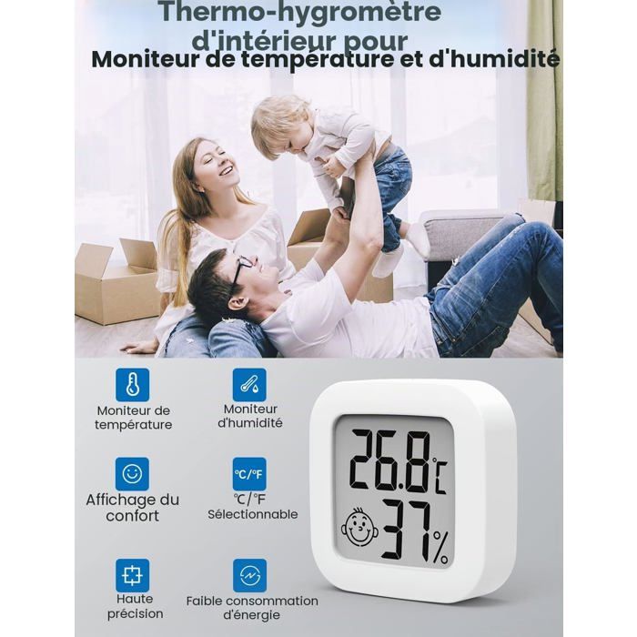 Mini Thermomètre Hygromètre Intérieur Digital à Haute Précision ...
