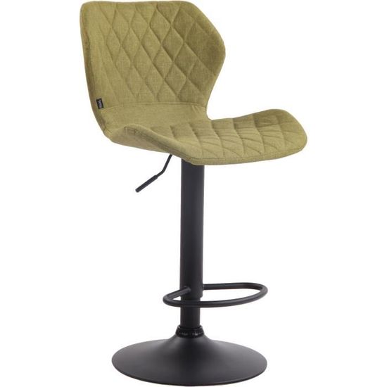 Tabouret de bar - CLP - Cork - Tissu - Vert-Noir - Réglable en hauteur ...