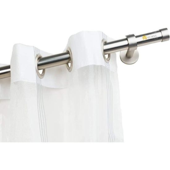 Tringle a Rideaux O 28 mm sans Anneaux, L. 300 cm. en Acier satine Complet - Cdiscount Maison