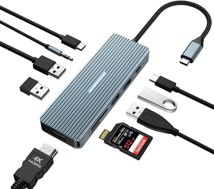 Hub USB C double écran 10 en 1, hub USB C vers HDMI, adaptateur USB C ...